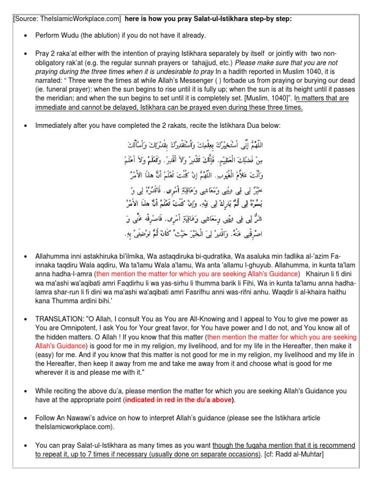 Step by Step Instructions For Praying Salat Istikhara | PDF | Islamism ...