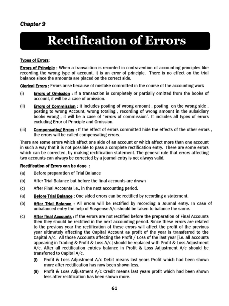 09+Rectification+of+Error | PDF | Debits And Credits | Accounting