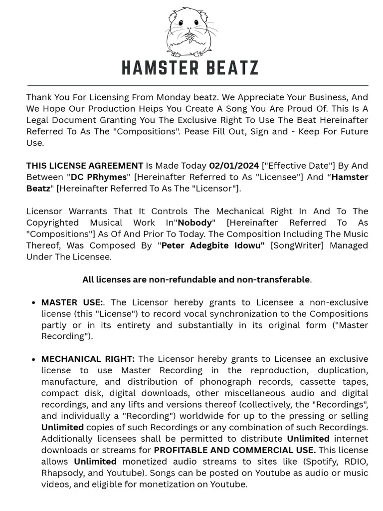 Hamster Beat License - 20251018 - 152618 - 0000 | PDF | License | Sound ...