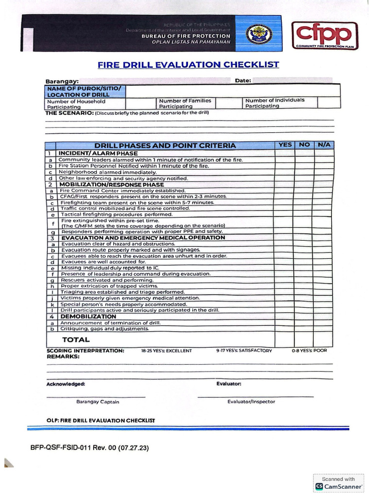 Fire Drill Eval Form | PDF