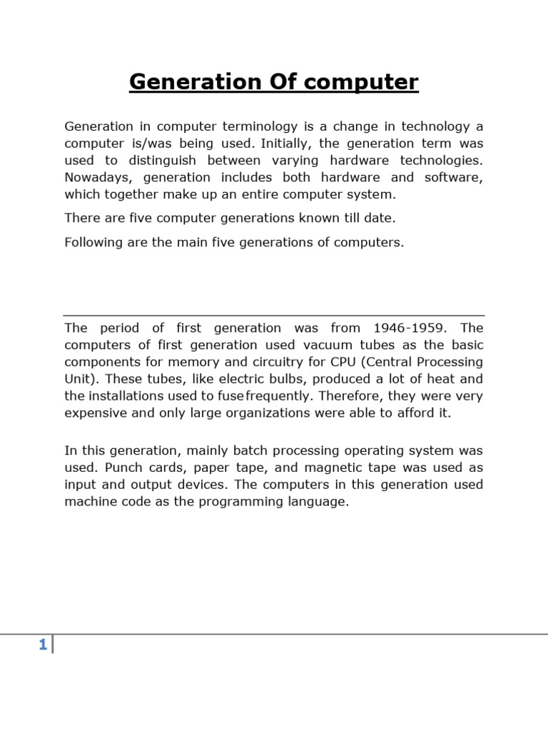 Generation of Computer | PDF | Integrated Circuit | Computer Data Storage