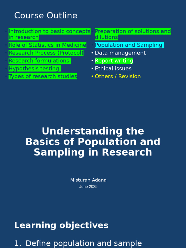 Population and Sampling | PDF | Sampling (Statistics) | Research Methods