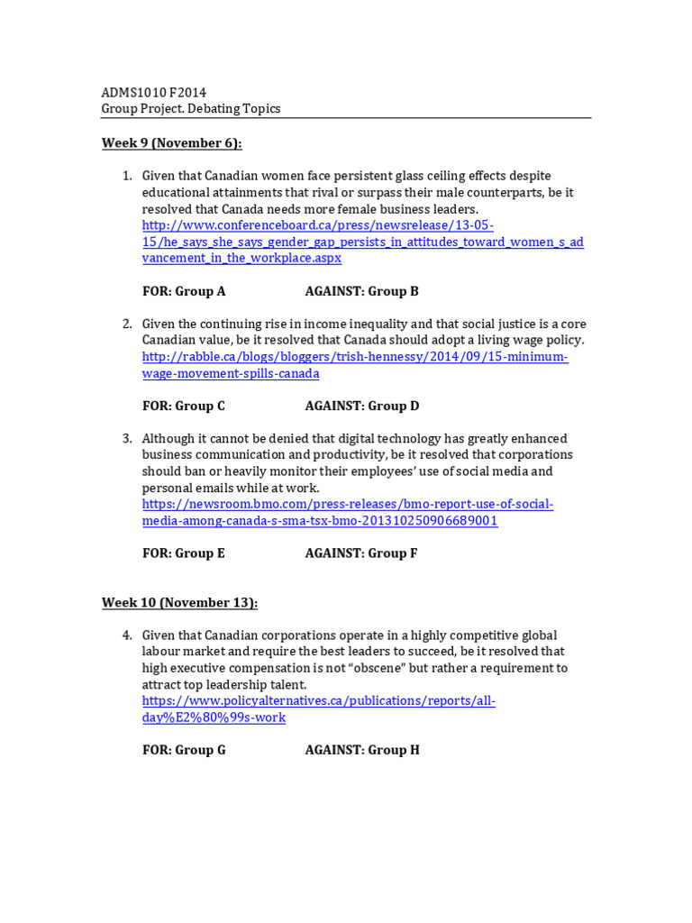 ADMS1010G_Debate topics | PDF | Economies