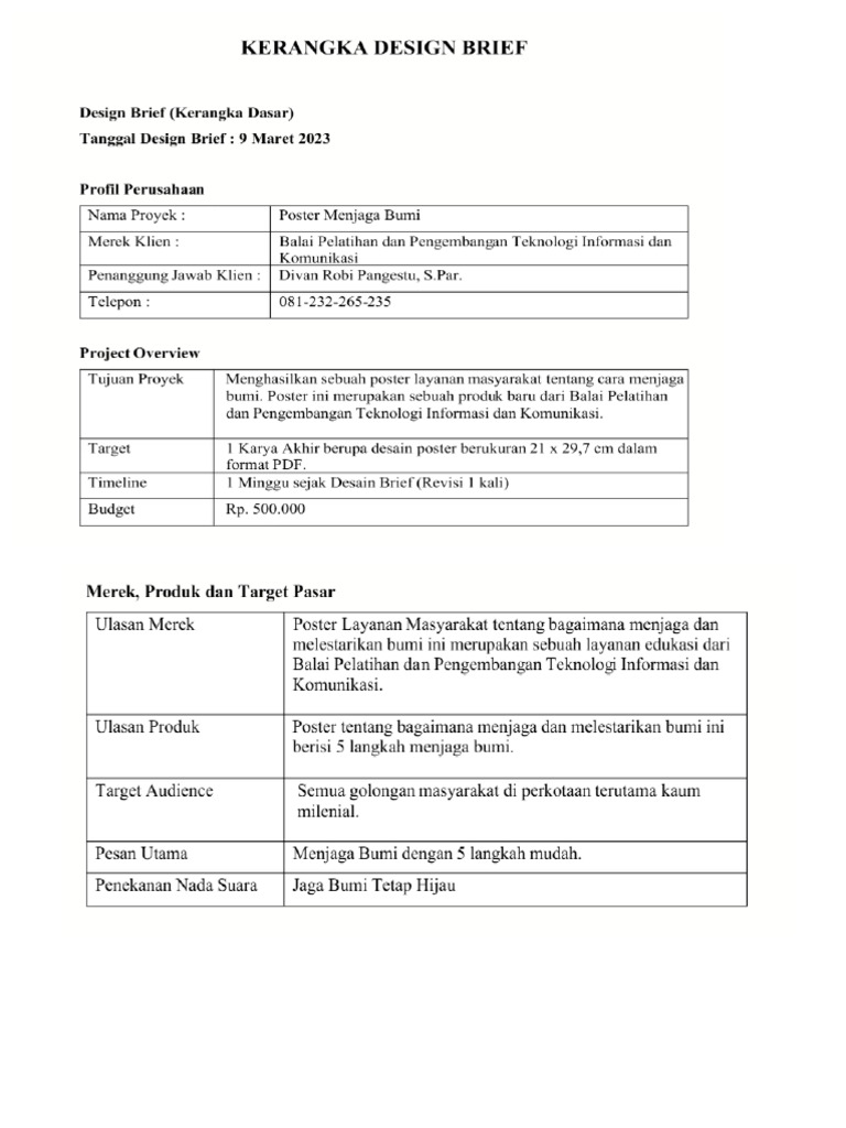 Contoh Design Brief | PDF