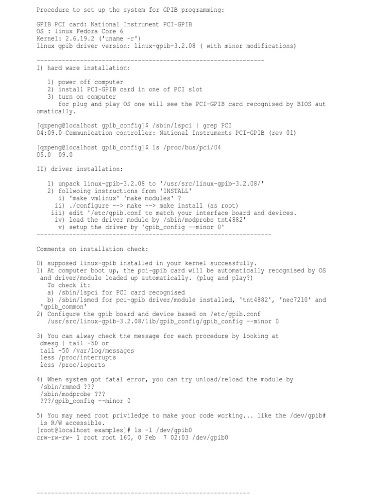 Gpib Install FC6 | PDF | Device Driver | Computer Architecture