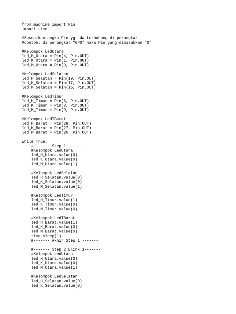 LED Control Sequence for GPIO Pins | PDF