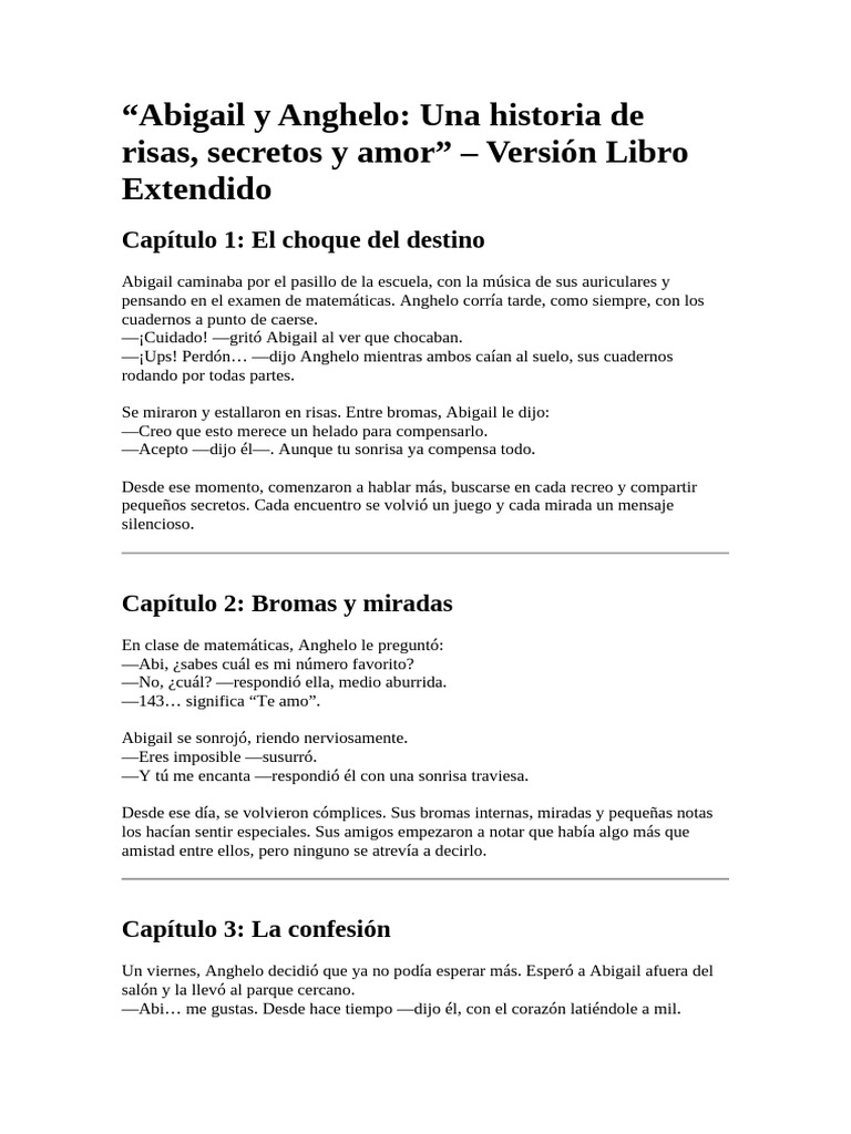 Amor y risas: La historia de Abigail y Anghelo | PDF | Amor