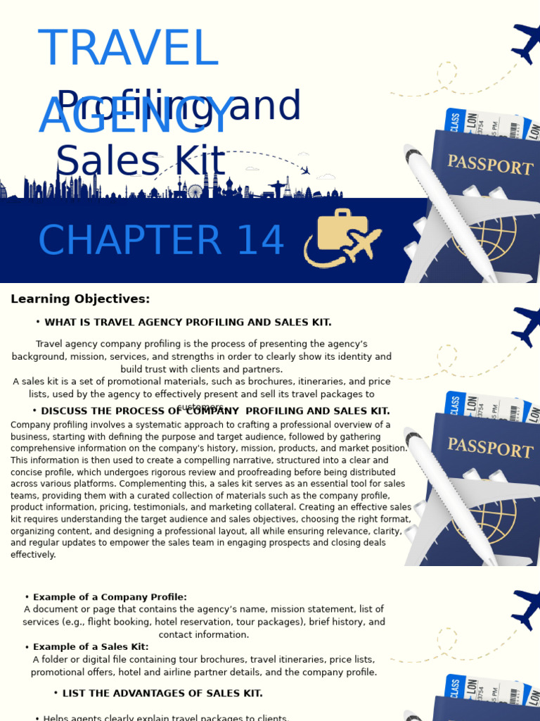 Travel Agency Profiling & Sales Kit Guide | PDF | Sales | Brand