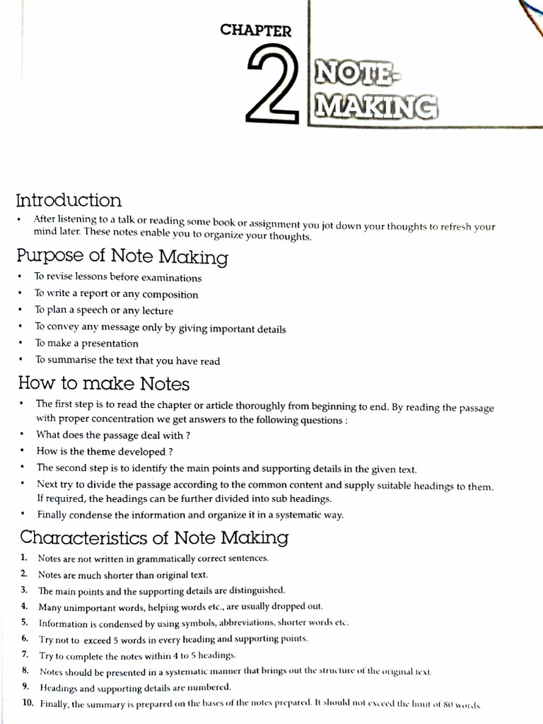 Rules, Format and Marking Scheme of Note-Making and Summarisation 15 ...