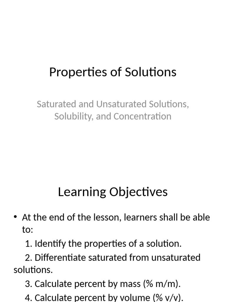 Properties of Solutions Presentation | PDF