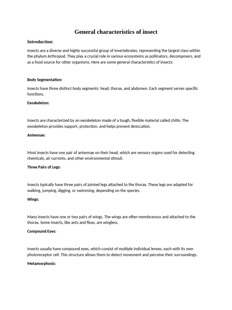 Characteristics of Insects Explained | PDF | Insects | Hexapoda