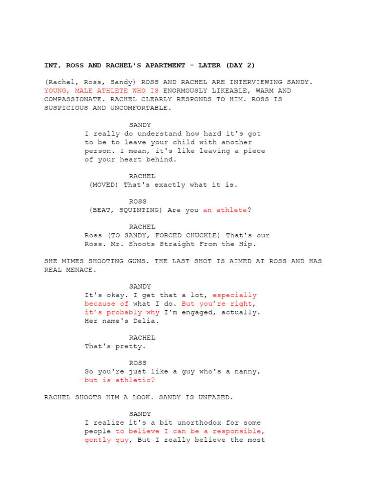 COMA 120 Friends Original Script Male Nanny.docx | PDF
