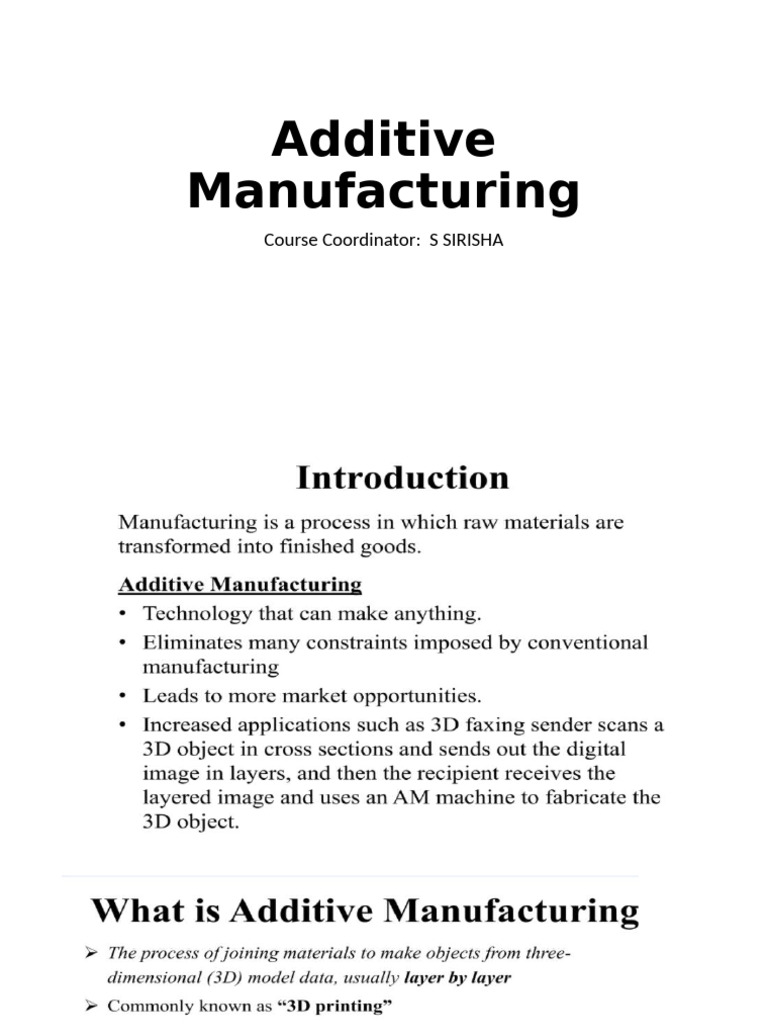 Additive Manufacturing Processes | PDF