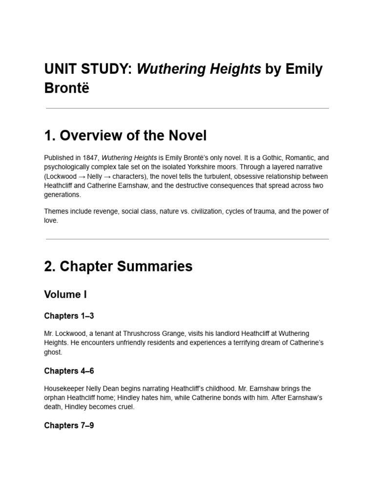 Wuthering Heights Study Guide & Analysis | PDF | Wuthering Heights ...