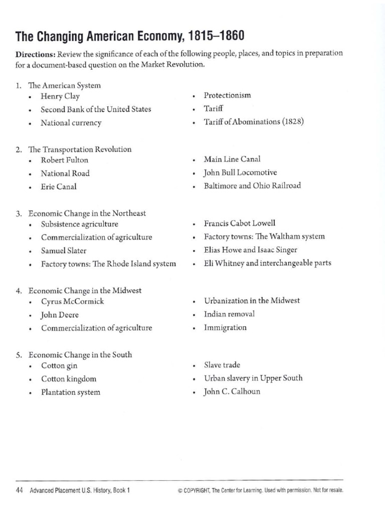 DBQ Market Revolution and Sectionalism | PDF | Labor | Economies