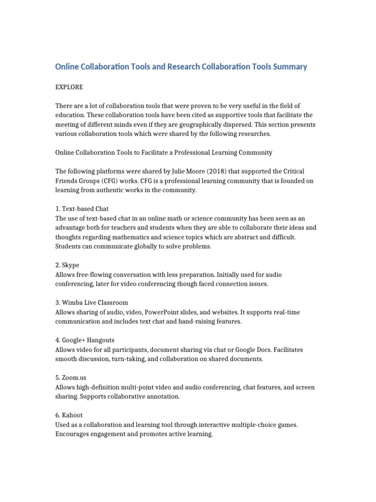 Online Collaboration Tools and Research | PDF | Online Chat | Collaboration