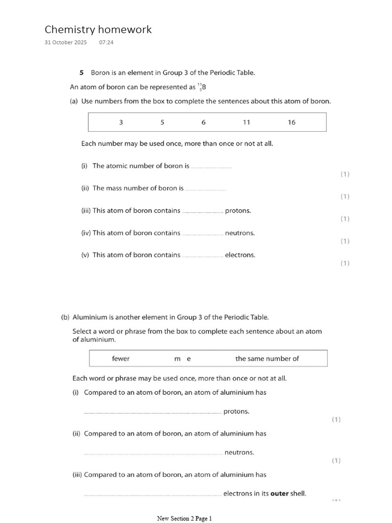 Chemistry Homework | PDF