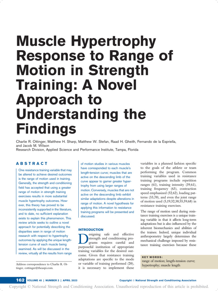 Muscle Hypertrophy Response To Range of Motion In.4 | PDF | Muscle ...