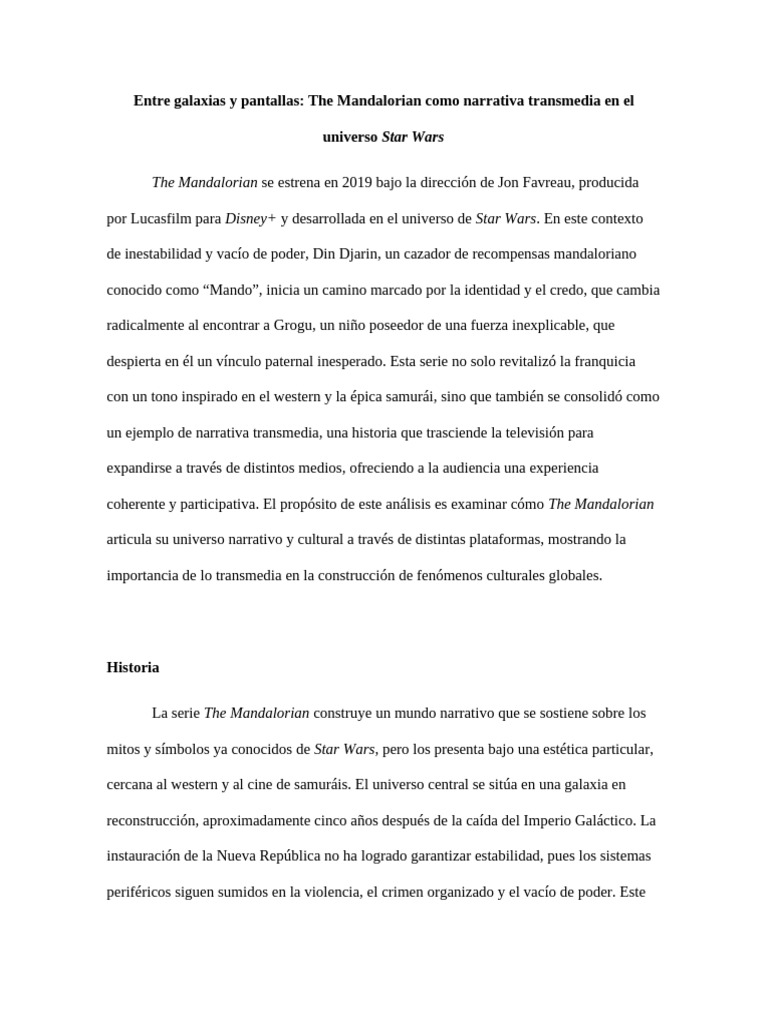 Análisis Star Wars - The Mandalorian - Dilma Ruiz | PDF | Guerra de las ...