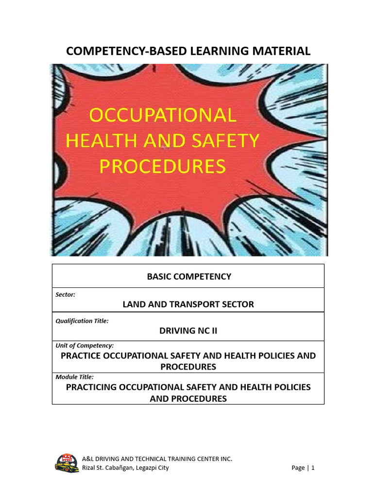 OSH Policies Training for Driving NC II | PDF | Occupational Safety And ...