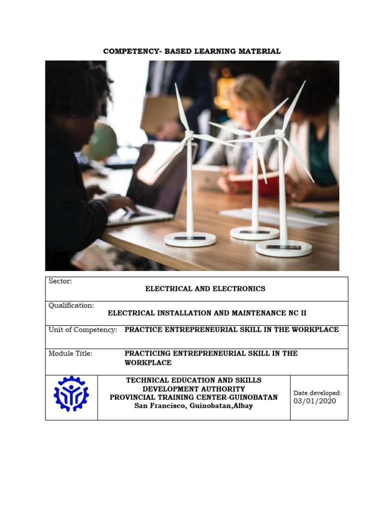 Basic 9. CBLM Practice Entrepreneurial Skill in The Workplace | PDF ...
