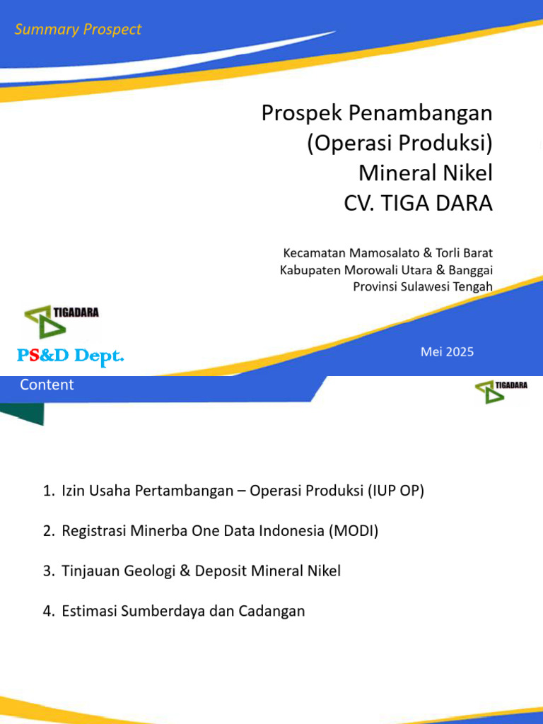 Prospek Penambangan Nikel CV. Tiga Dara | PDF