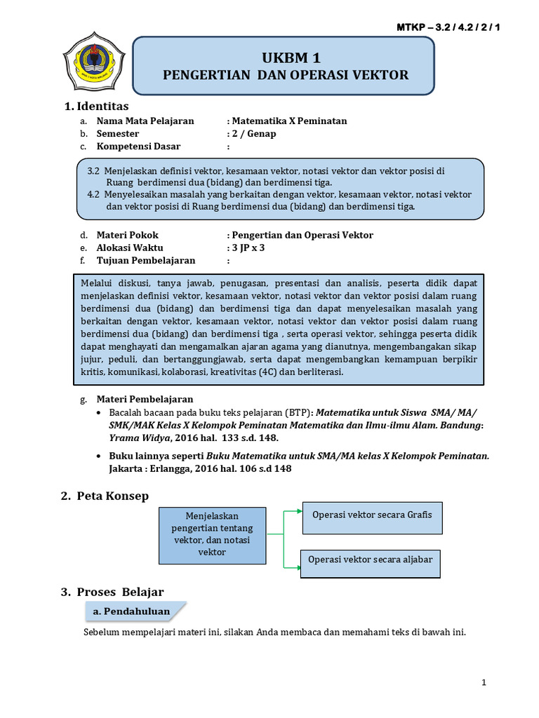 Materi Vektor untuk Matematika Kelas X | PDF