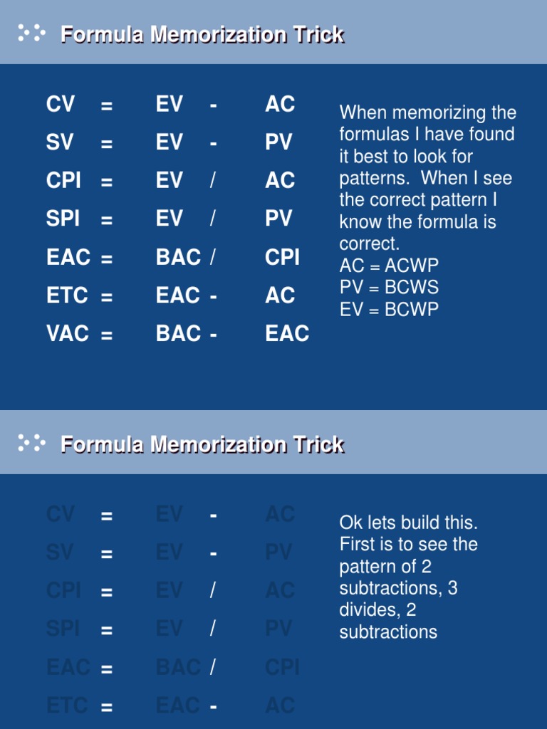 Basic PMP Formulas
