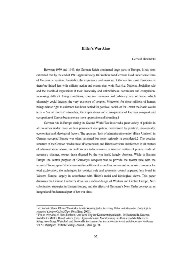 Hitler's War Aims | PDF | Nazi Germany | Adolf Hitler