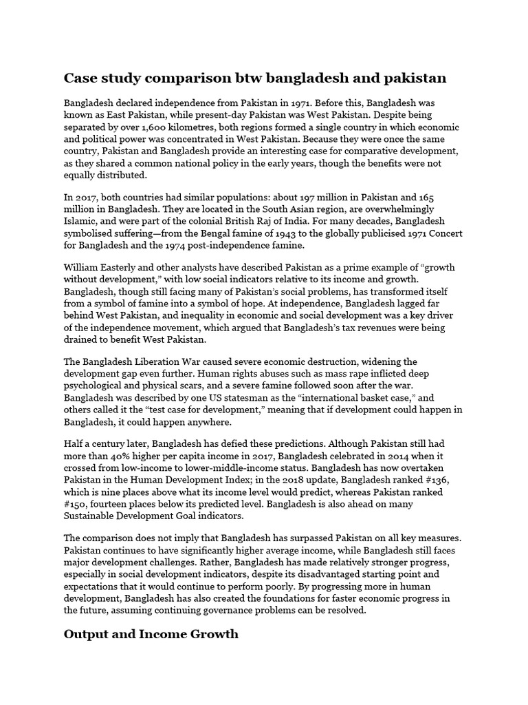 Bangladesh vs Pakistan: A Development Case Study | PDF | Economic ...