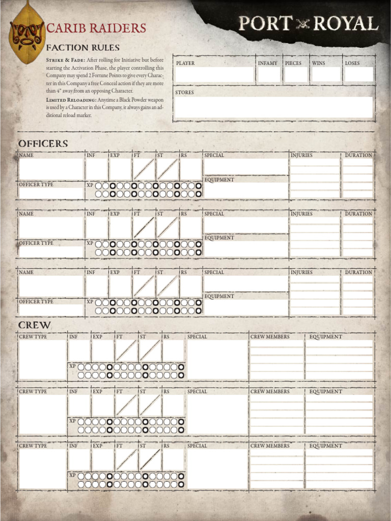 Campaign Sheet Carib Raiders_itQixcfSJ | PDF
