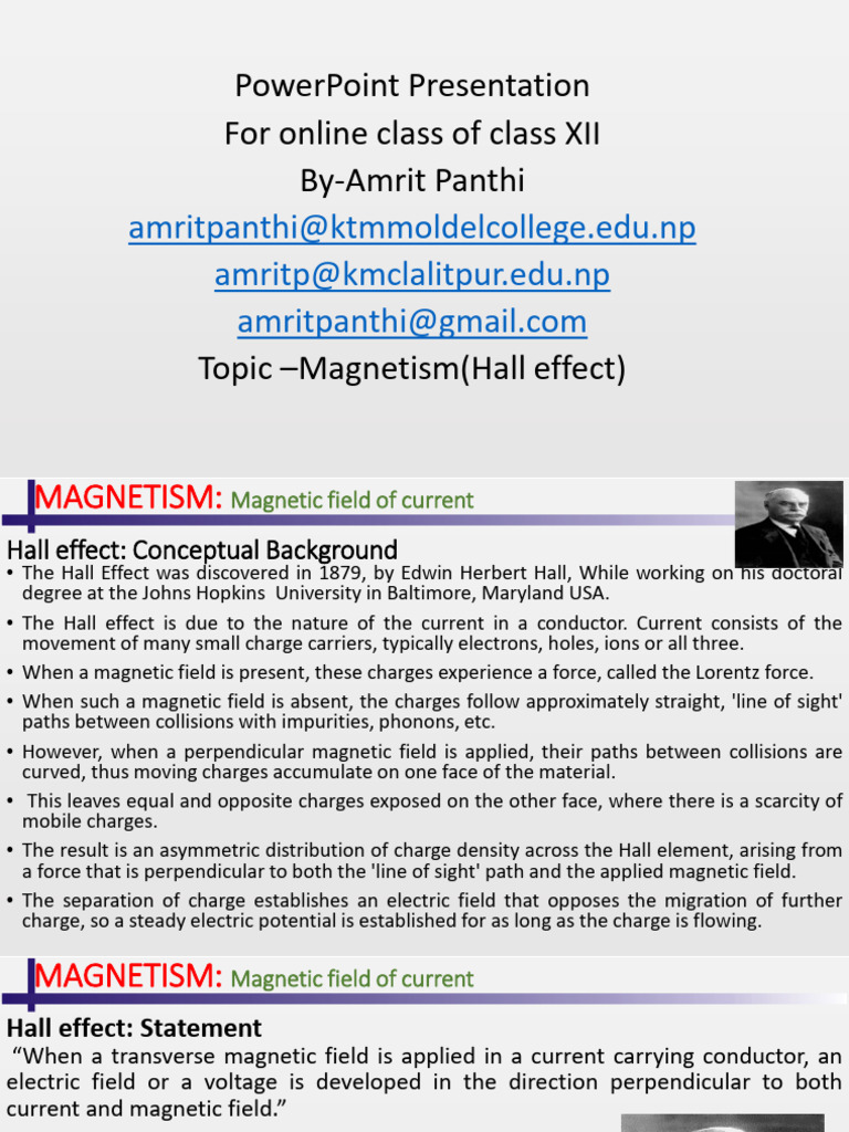 Magnetism - Hall Effect 1 | PDF | Physics | Quantity
