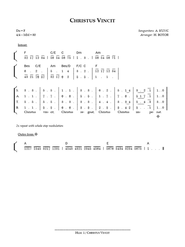 Christus Vincit Sheet Music and Arrangement | PDF