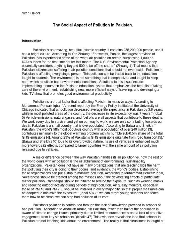 Social Impact of Pollution in Pakistan | PDF | Air Pollution | Pollution