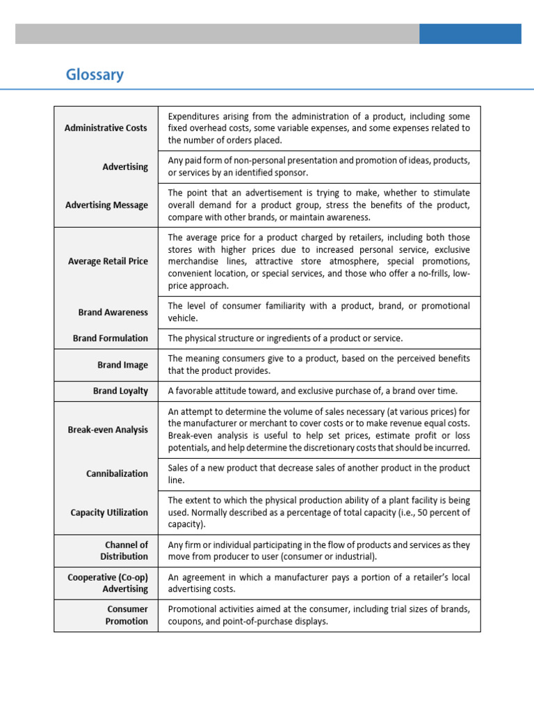Glossary | PDF | Marketing | Retail