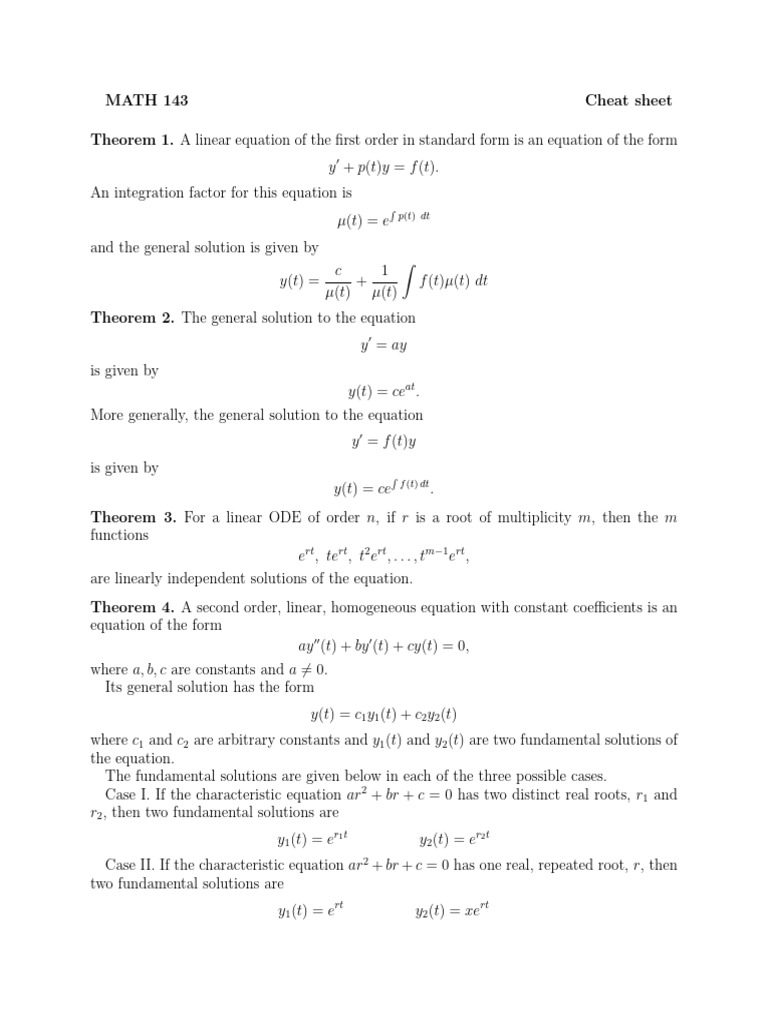 Cheat Sheet | PDF | Zero Of A Function | Polynomial