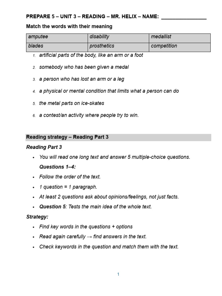 Vocabulary and Reading Strategies Guide | PDF