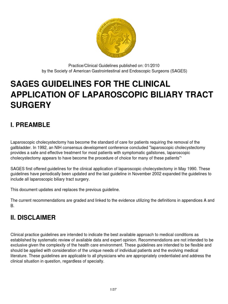 Guidelines For The Clinical Application of Laparoscopic Biliary Tract ...