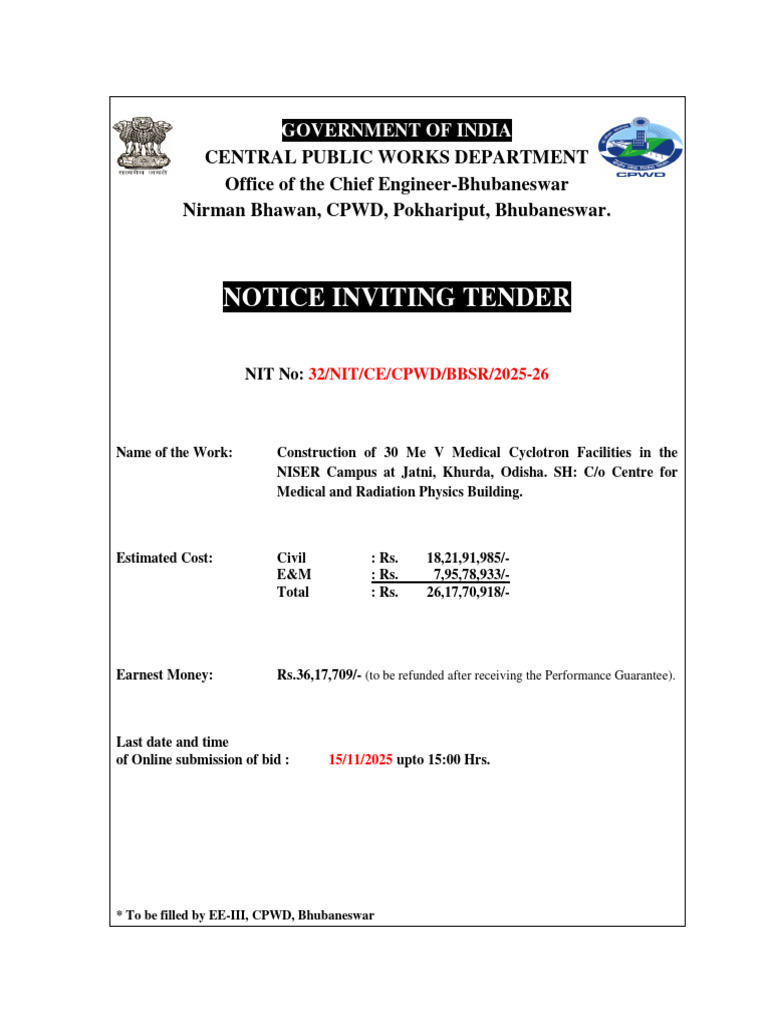 Notice Inviting Tender Format | PDF | Cheque | Wall