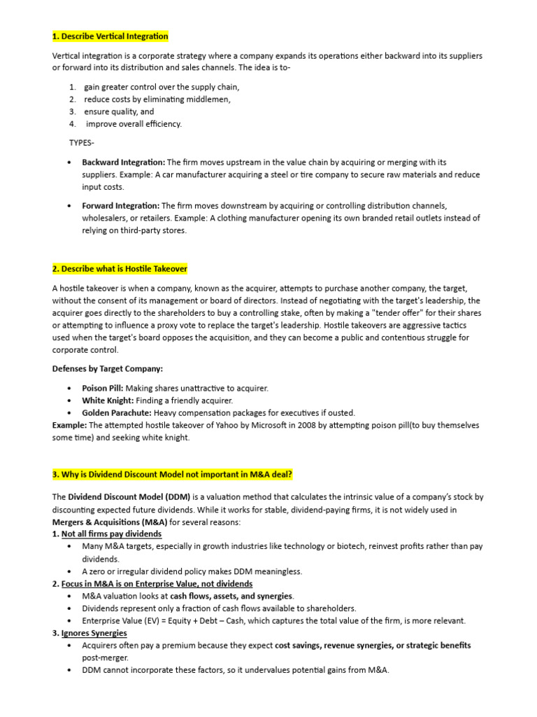 M&A | PDF | Dividend | Mergers And Acquisitions