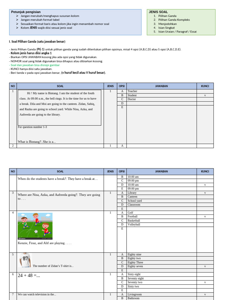 Template Soal CBT - KELAS 4 | PDF | Bathroom | Furniture