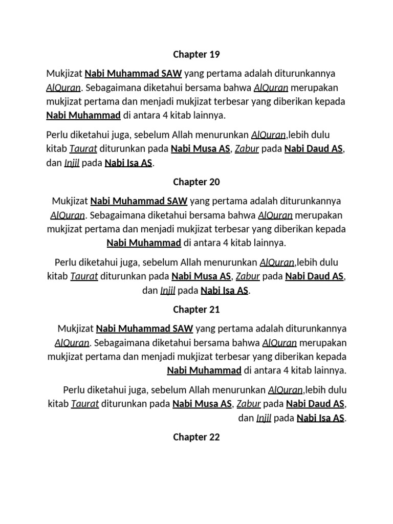 Mukjizat Nabi Muhammad SAW Yang Pertama Adalah Diturunkannya AlQuran | PDF
