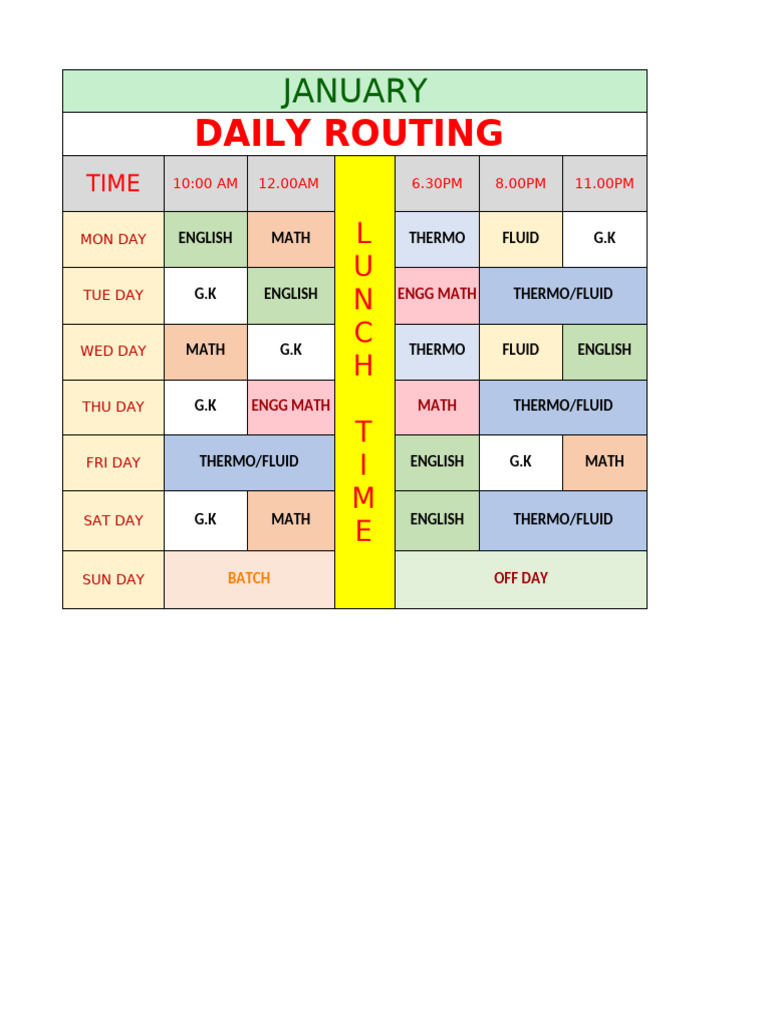 January Daily Class Schedule | PDF