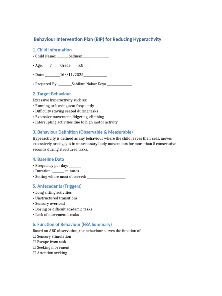 ADHD Hyperactivity BIP | PDF