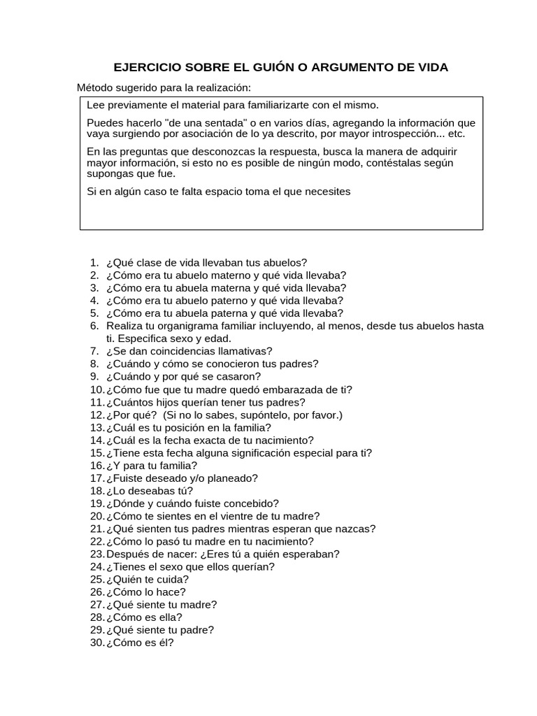 Ejercicio de Reflexión Familiar y Personal | PDF