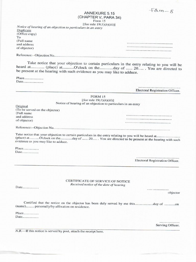 Ele Form 15 Notice For Form8 | PDF