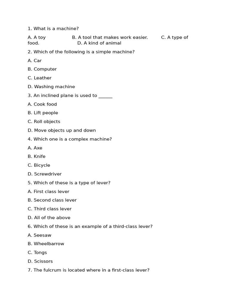 grade 5 basic technology | PDF | Lever | Machines
