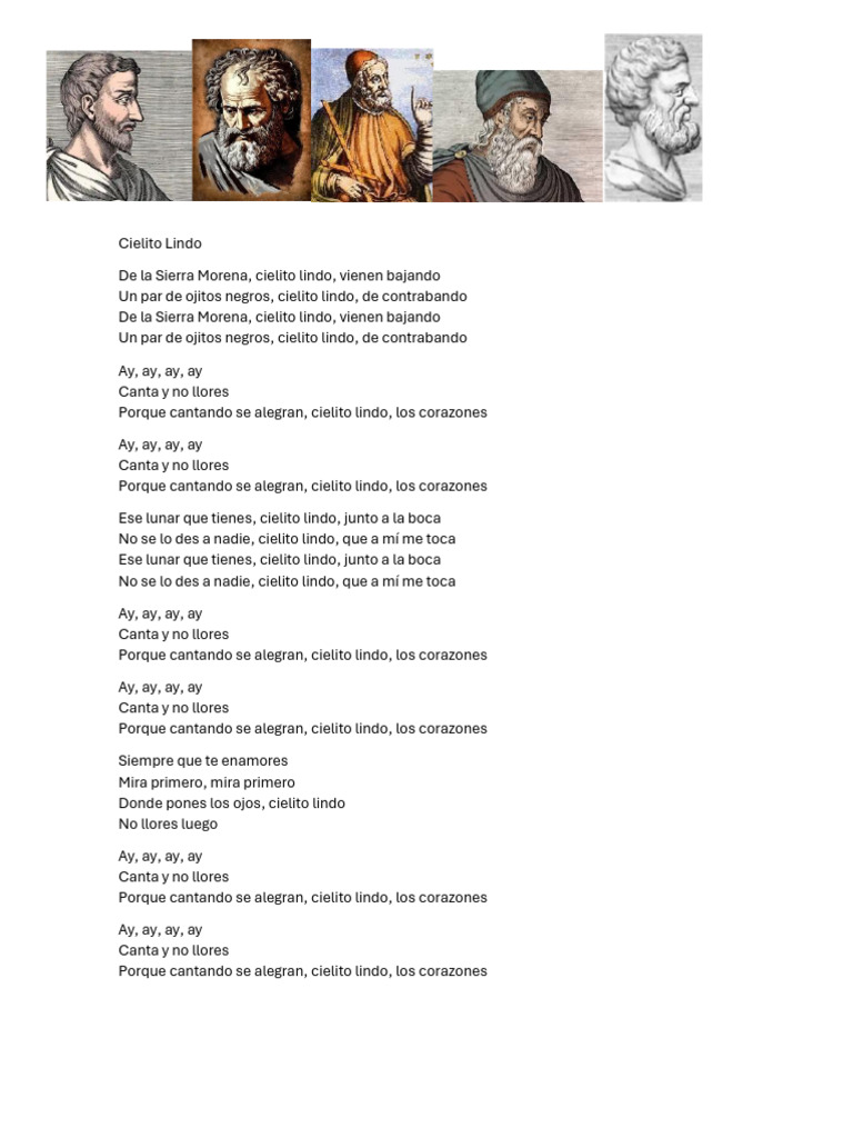 Letra de Cielito Lindo: Canción Tradicional | PDF