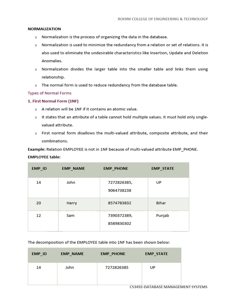 3. Normalization | PDF | Data Management Software | Information Technology Management