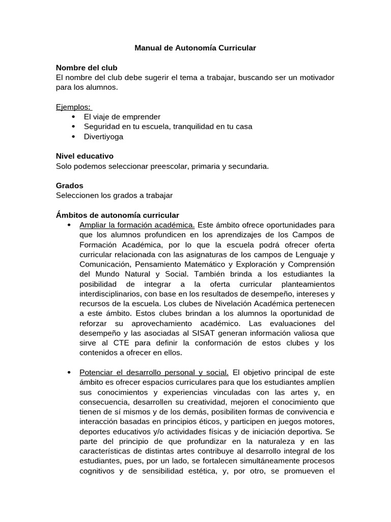 Guía para Clubes de Autonomía Curricular | PDF | Evaluación | Aprendizaje